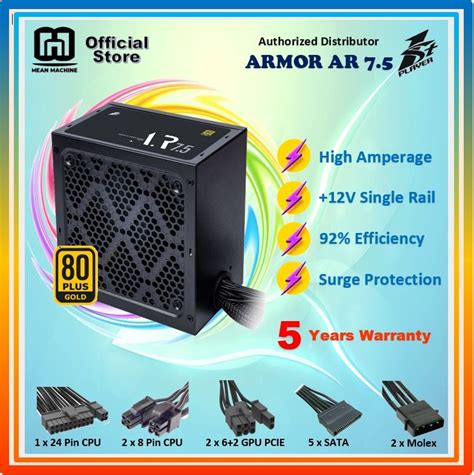 1ST PLAYER Armor AR7.5 750W Gaming Non Modular 80 Plus Gold Power ...