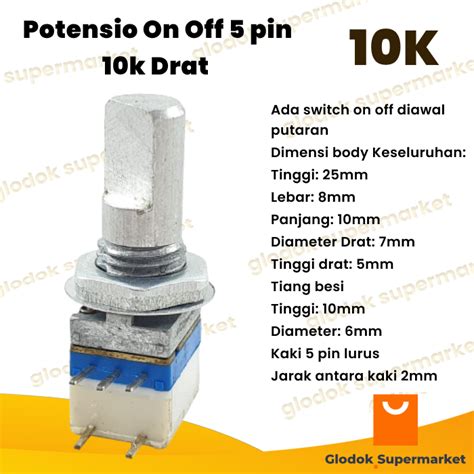 Potensio On Off 5 Pin 10k Drat Kaki 3 2 Lurus 103 HT Lazada Indonesia