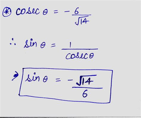[solved] 6 6 If Csc 0 6 V14 Give The Value Of Sin 0 Sin 0 No Work Course Hero
