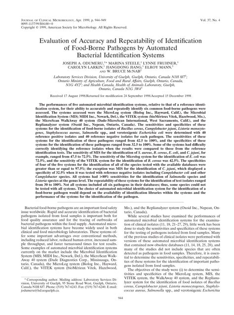 Pdf Evaluation Of Accuracy And Repeatability Of Identification Of