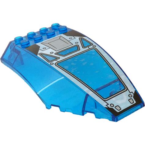 Lego Windscreen 10 X 6 X 2 With Silver Design Cockpit Sticker Brick