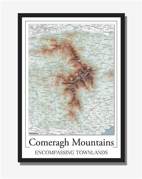 Comeragh Mountains Encompassing Townlands Map — Geomaps