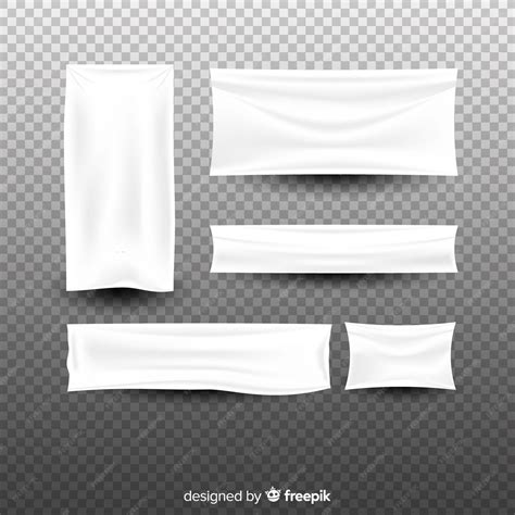 화이트 패브릭 배너 모음 무료 벡터