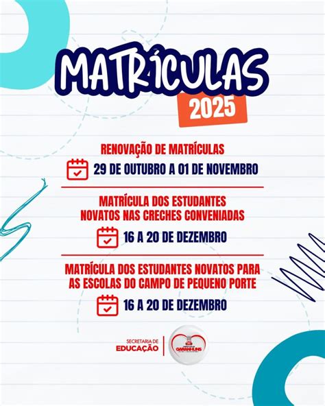 Secretaria De Educação De Garanhuns Divulga Calendário De Matrículas