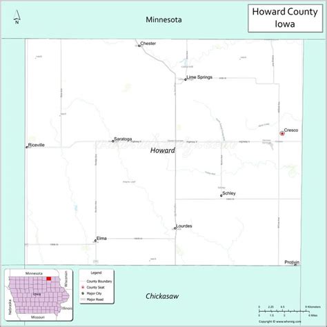 Map Of Howard County Iowa Showing Cities Highways And Important Places