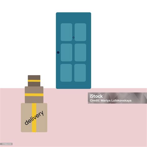門前的包裹流行病期間非接觸式分娩平面向量插圖待在家裡向量圖形及更多2019冠狀病毒病圖片 2019冠狀病毒病 互聯網 人手 Istock