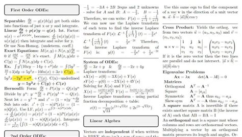 pdf advanced math reference sheet differential equations linear
