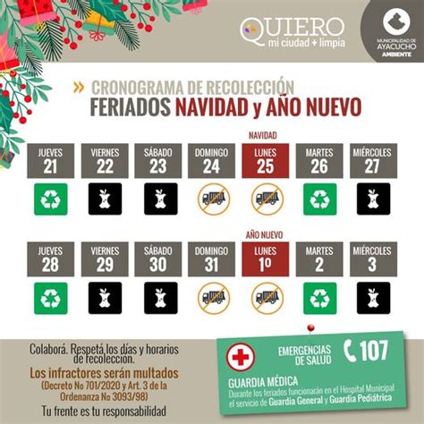 Cronograma de recolección de residuos durante las fiestas La Verdad de Ayacucho