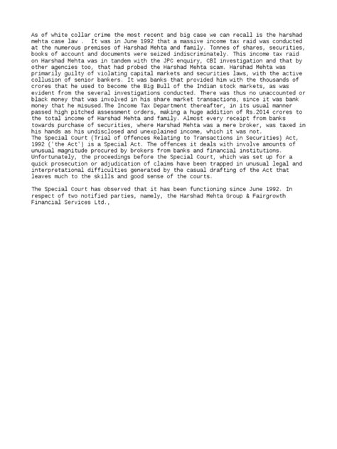 Harshad Mehta Case Law Pdf Business Finance And Money Management