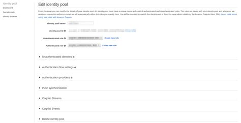 Amazon Web Services Cant Find Aws Identity Pools Rules Setting