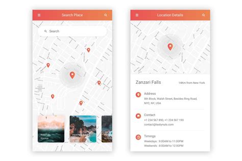 旅游旅行app应用用户交互界面ui套件psd模板 Yaatra Travel And Tour Ui Kit For Photoshop 素材中国