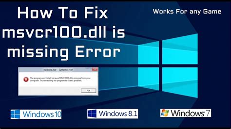 How To Fix MSVCR100 DLL Was Not Found Or Missing Error