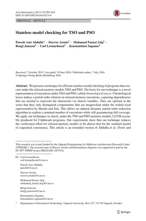 Pdf Stateless Model Checking For Tso And Pso