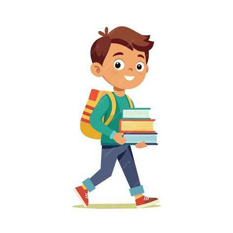 Un Niño Cargando Libros Con Una Imagen De Un Niño Llevando Una Pila De