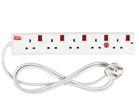 Lwd 5 Gang 5 Meter Neon Extension Trailing Socket Plug Adapter Cord With Surge Protector 40