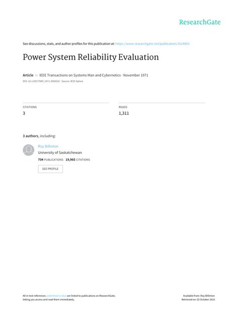 Power System Reliability Evaluation Pdf Markov Chain Reliability