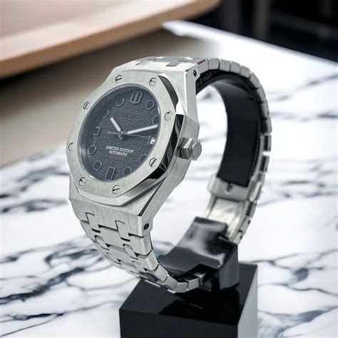 Seiko Seiko Mod Royal Oak Grey Kanagawa Dial Steel Automatic Watch