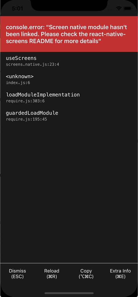 IOS RN V0 60 Screen Native Module Hasn T Been Linked Issue 125