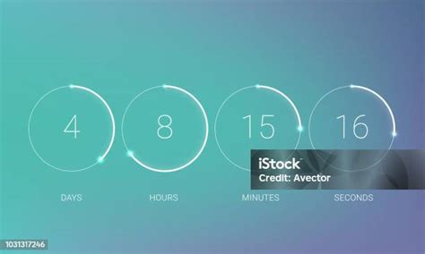 Ui 카운트 다운 시계 카운터 타이머입니다 디지털 벡터 계산 원 시간 원형 다이어그램으로 원형 널 하루 시간 분 및 초 웹 페이지 곧 이벤트 템플릿 디자인에 대 한 점수