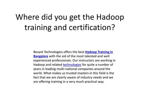 Ppt Hadoop Training In Bangalore Powerpoint Presentation Free