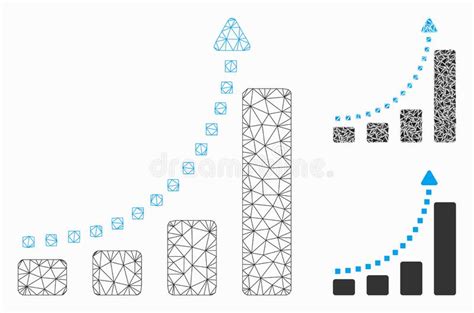 Bar Chart Trend Vector Mesh Wire Frame Model And Triangle Mosaic Icon Stock Vector