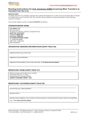 Fillable Online Routing Instructions For US Currency USD Incoming Wire Fax Email Print