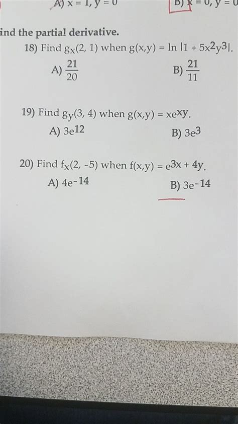Solved Ind The Partial Derivative 18 Find Gx2 1 When