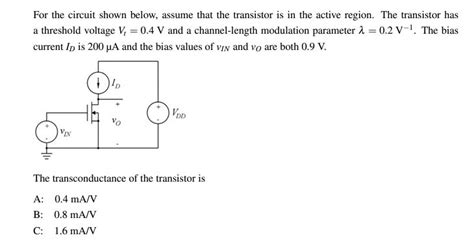 The Transconductance Of The Below Transistor Is Advanced Vlsi