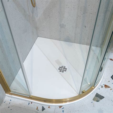 Crosswater Clear 6 Quadrant Shower Door Brushed Brass Deluxe Bathrooms