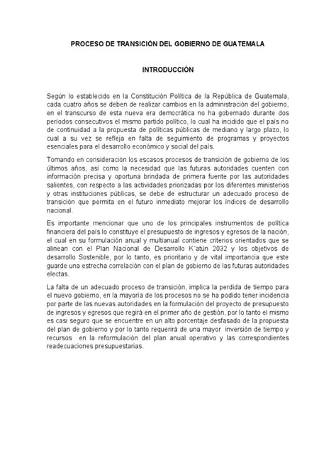 Proceso De Transicion De Gobierno 2019 Pdf Presupuesto Planificación