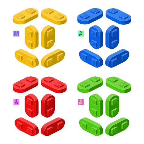 3d Set Of Colored Constructor Kit In Isometry Rounded Elements Vector Illustration 17137491