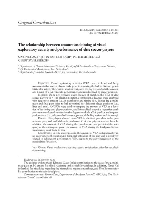 Pdf The Relationship Between Amount And Timing Of Visual Exploratory