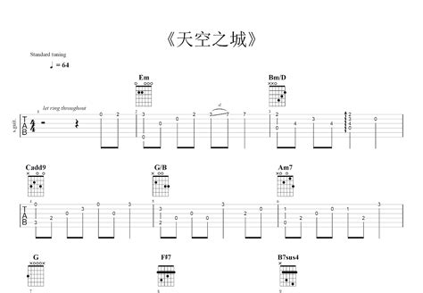 天空之城吉他谱久石让g调指弹 吉他世界