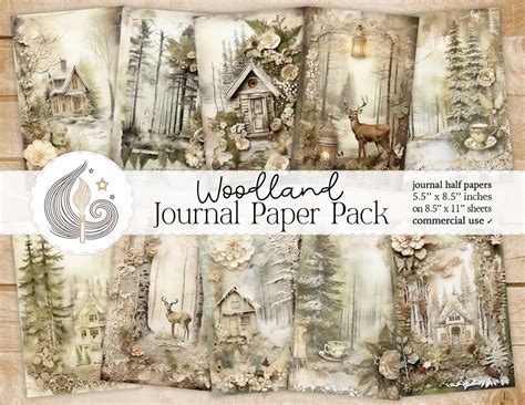 Woodland Junk Journal Printable Forest Pages Rustic Paper Craft