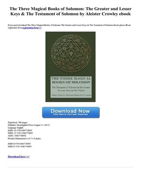 The Three Magical Books Of Solomon The Greater And Lesser Keys The