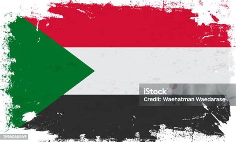 흰색 배경에 분리된 브러시 페인트 질감이 있는 수단 국기 수단에 대한 스톡 벡터 아트 및 기타 이미지 수단 기 0명