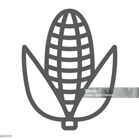 玉米線圖示 蔬菜和飲食 玉米符號 向量圖形 在白色背景上的線性模式 Eps 10向量圖形及更多健康的生活方式圖片 健康的生活方式 健康