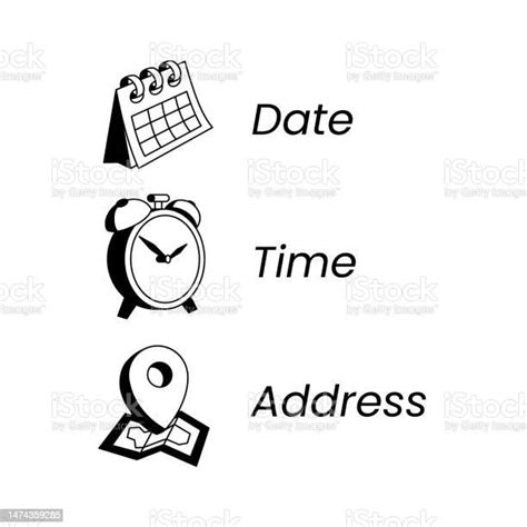 Symbole Des Icônes De Date Dheure Dadresse Ou De Lieu Vecteurs Libres