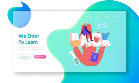 Zurück zur Schule während der Coronavirus Quarantäne Landing Page Vorlage Schulmädchen