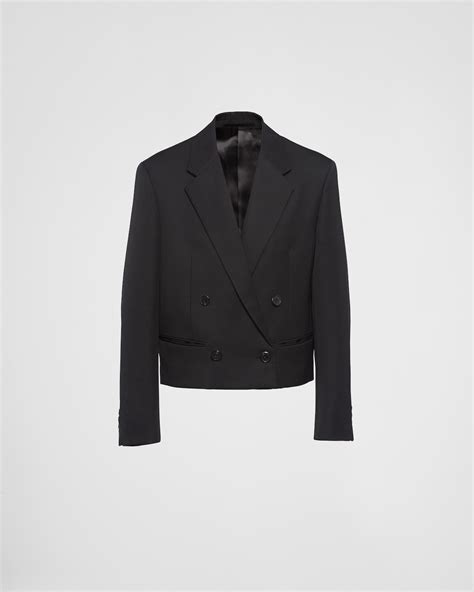 黑色 单排扣马海毛羊毛外套 PRADA