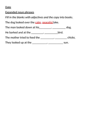 Expanded Noun Phrase Activity Teaching Resources
