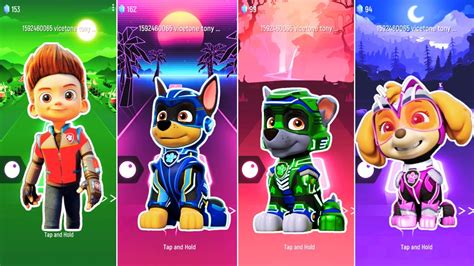 Paw Patrol Mighty Movie Heroes Ryder 🆚 Chase 🆚 Rocky 🆚 Skye At Tiles