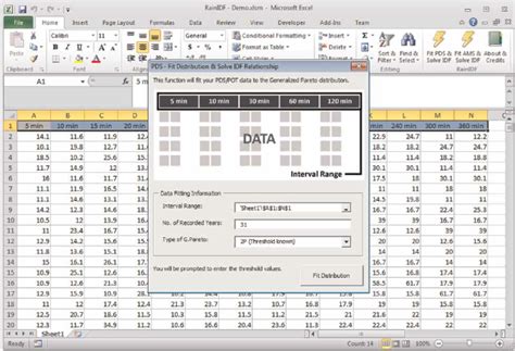 Interface Of Rainidf Add In With Partial Duration Series Input