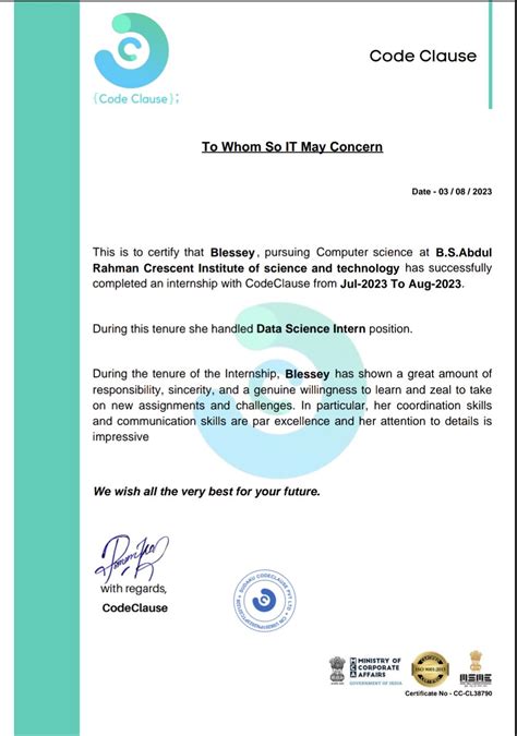 Thrilled To Have Completed My Internship At Code Clause Grateful For The Hands On Experience