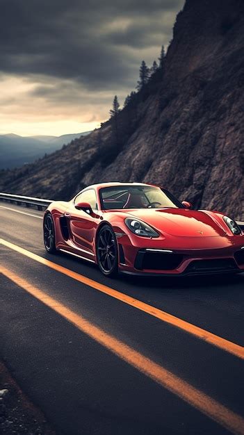 premium ai image red porsche 718 spyder rs ai generated