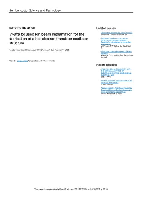Pdf In Situ Focused Ion Beam Implantation For The Fabrication Of A