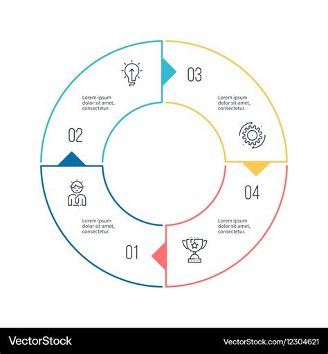 circular chart diagram with 4 steps options vector image