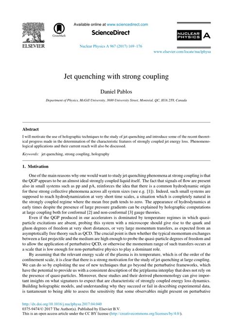 Pdf Jet Quenching With Strong Coupling