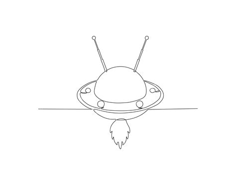 Premium Vector Continuous Line Drawing Of Ufo One Line Of Outer Space Concept Ufo Continuous