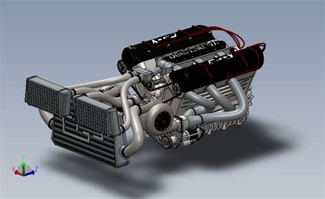 V6 双涡轮增压发动机swsolidworks 2020模型图纸下载 懒石网